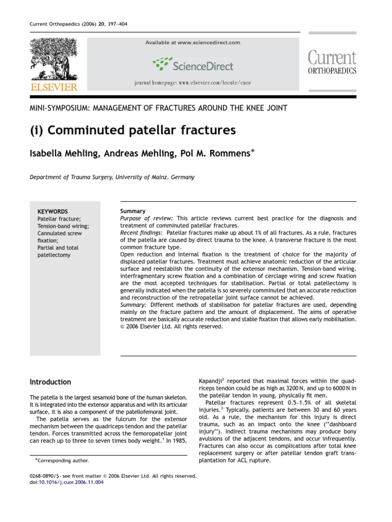 Comminuted Patella Fractures | PDF | Knee | Musculoskeletal System
