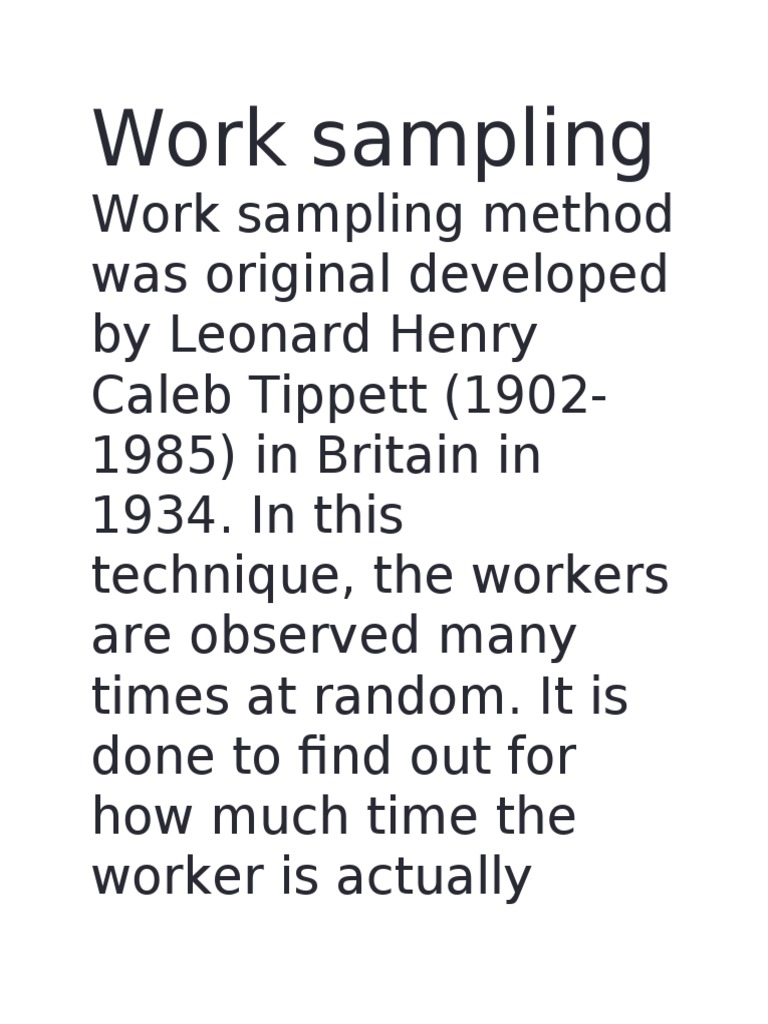 Work Sampling (POM) B.com4 | PDF | Sampling (Statistics) | Observation