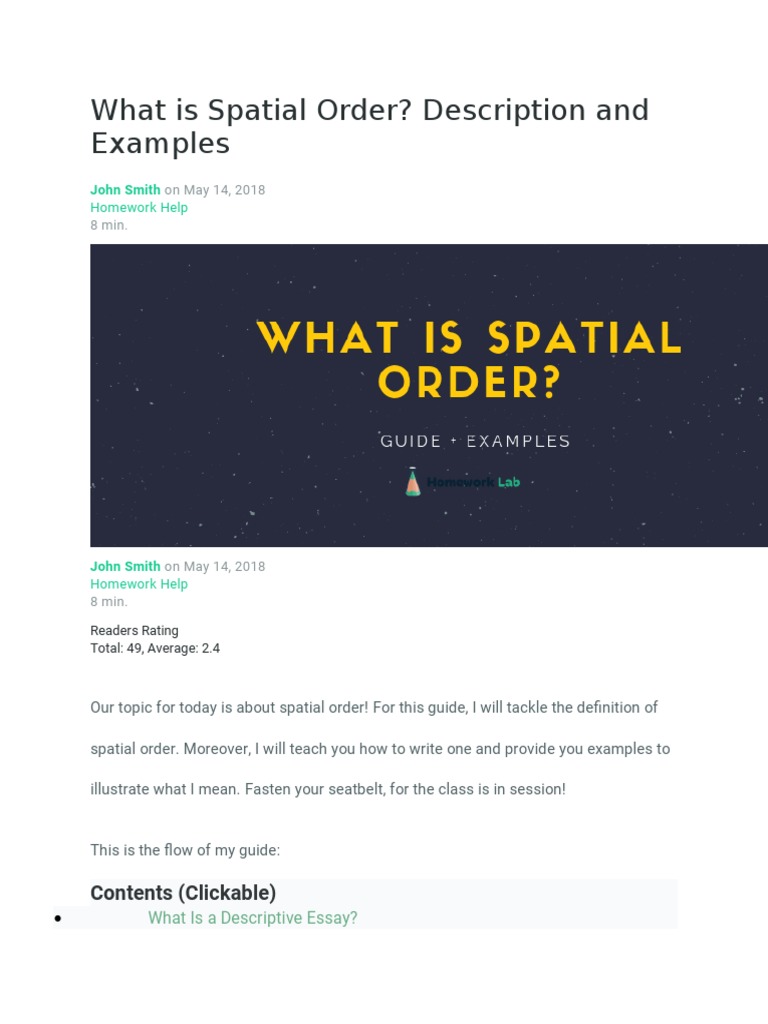 What Is Spatial Order | PDF | Sausage | Essays