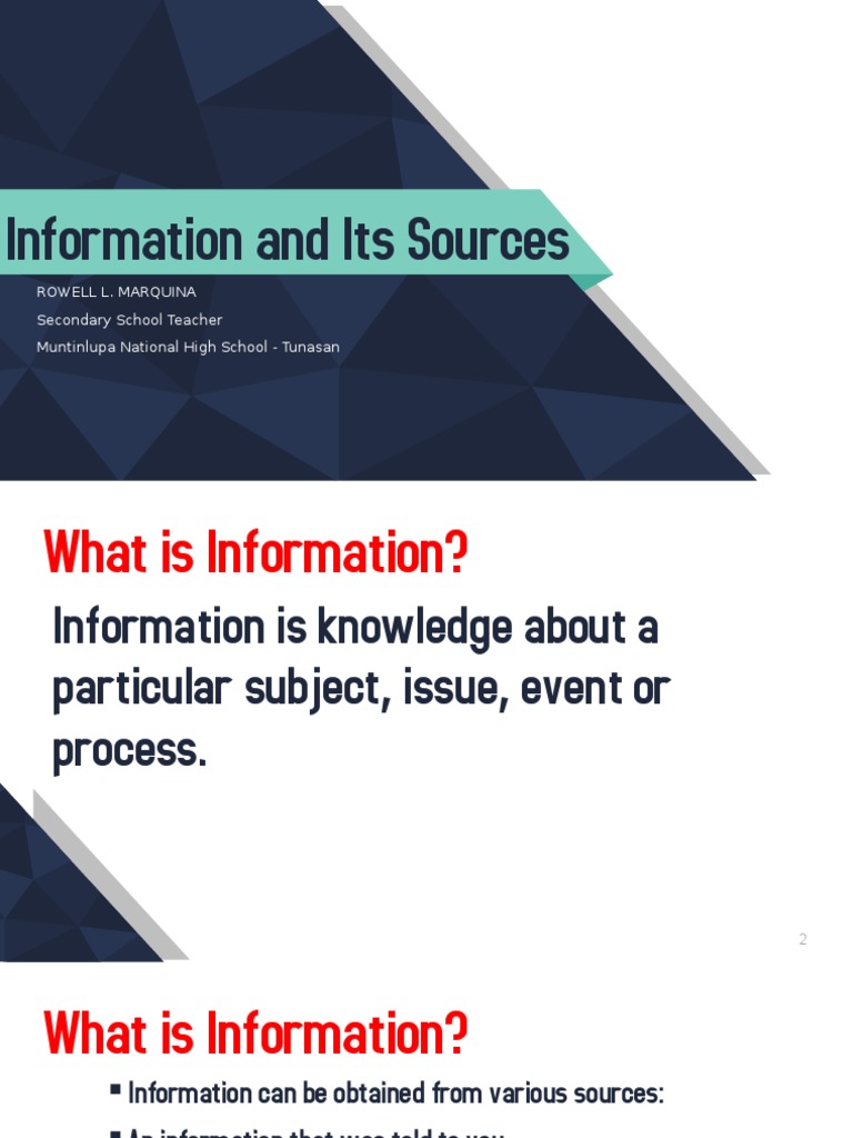 Information and Its Sources | PDF | Primary Sources | Information