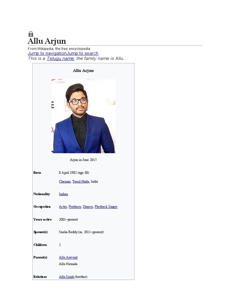 Allu Arjun | PDF | Cinema Of India