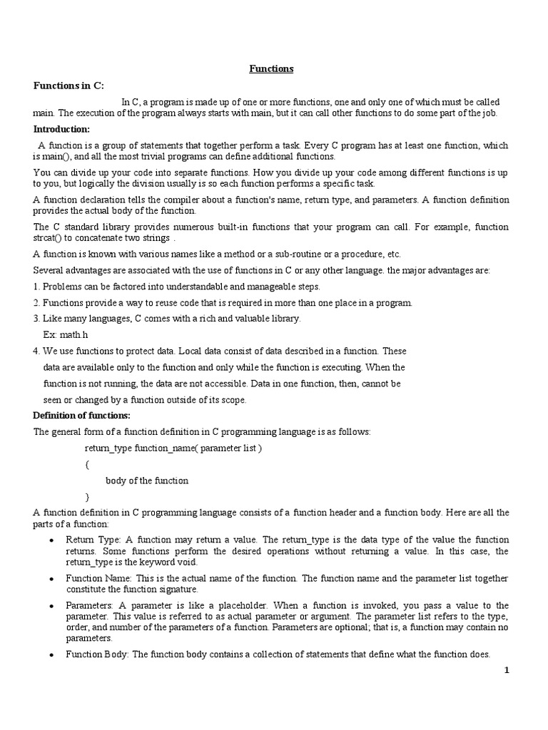 Functions Pdf Parameter Computer Programming Subroutine