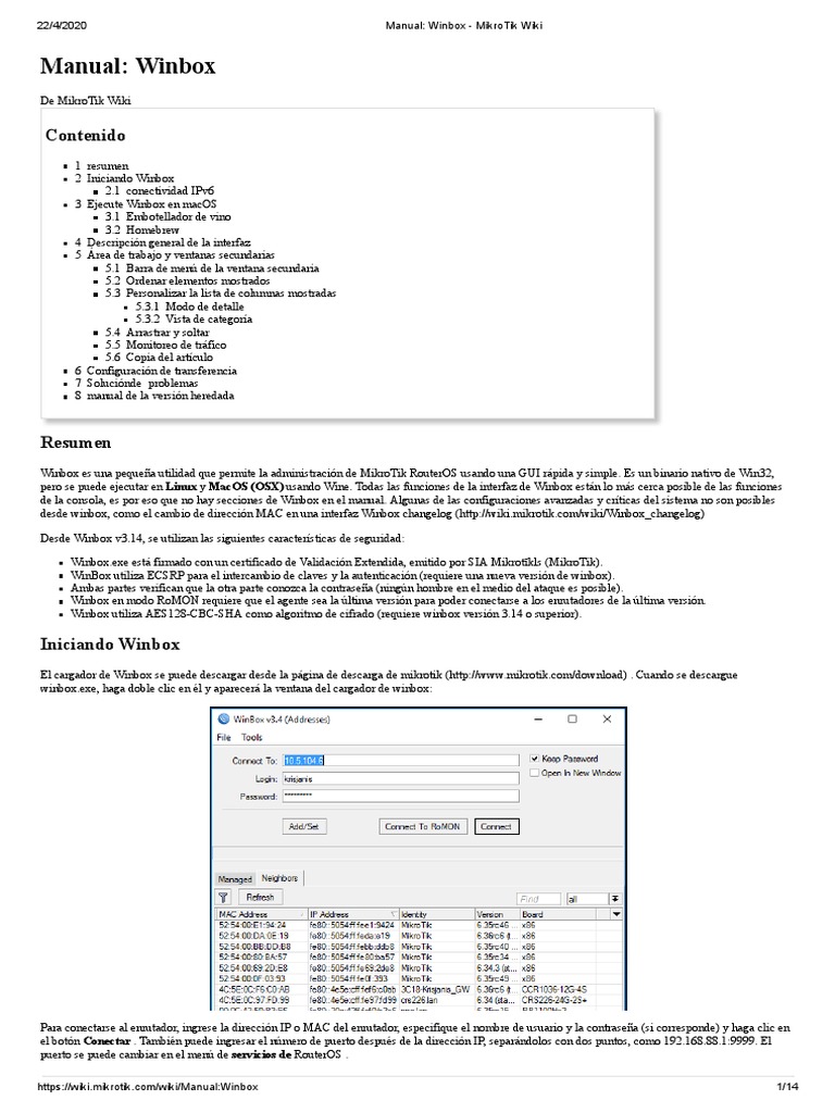Manual Winbox: Guía Completa MikroTik | PDF | Enrutador (Computación ...