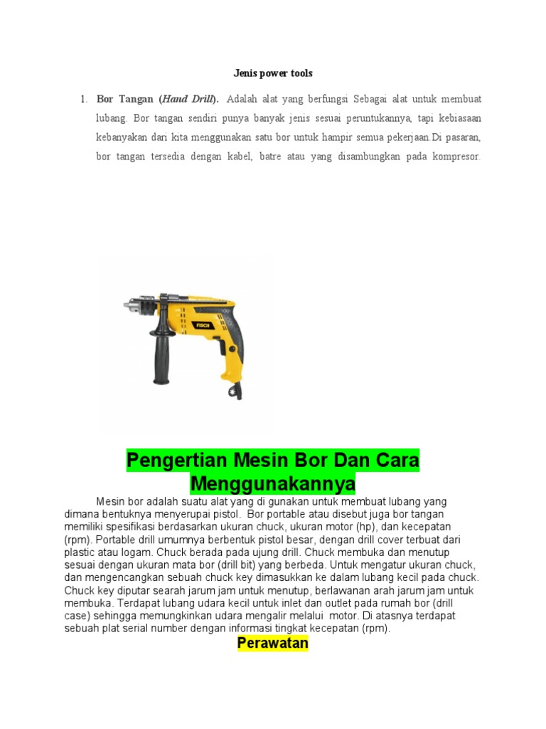 Jenis Power Tools Materi | PDF