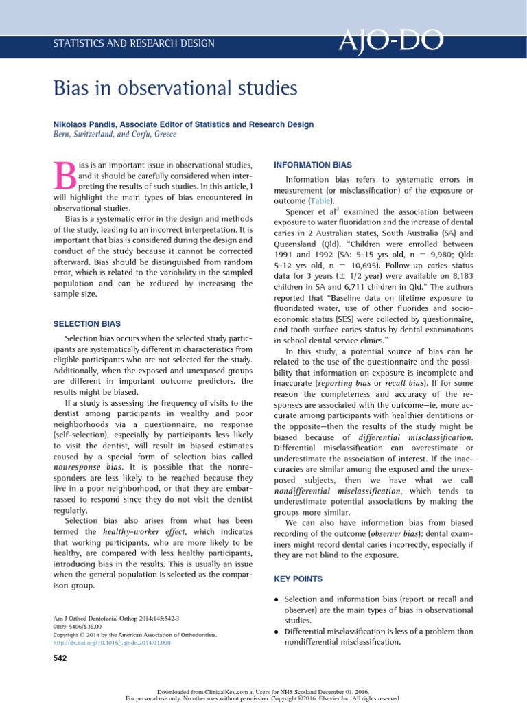 Bias in Observational Studies | PDF | Bias | Statistics