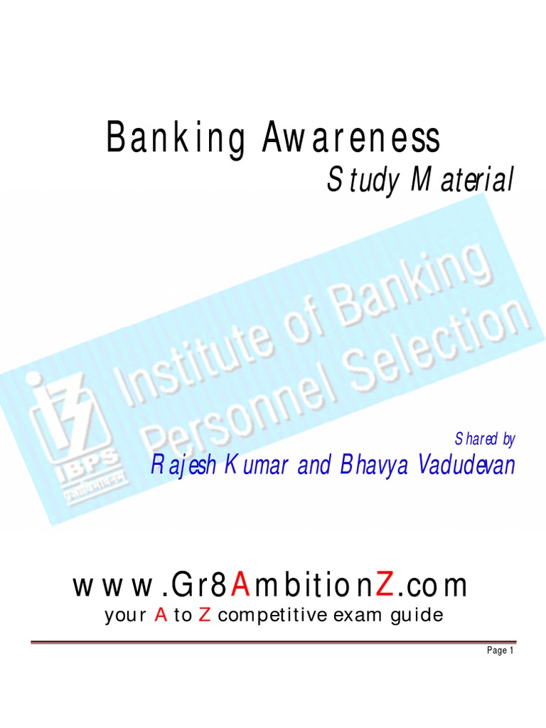 Banking Awareness Study Material Gr8AmbitionZ | PDF | Reserve Bank Of ...