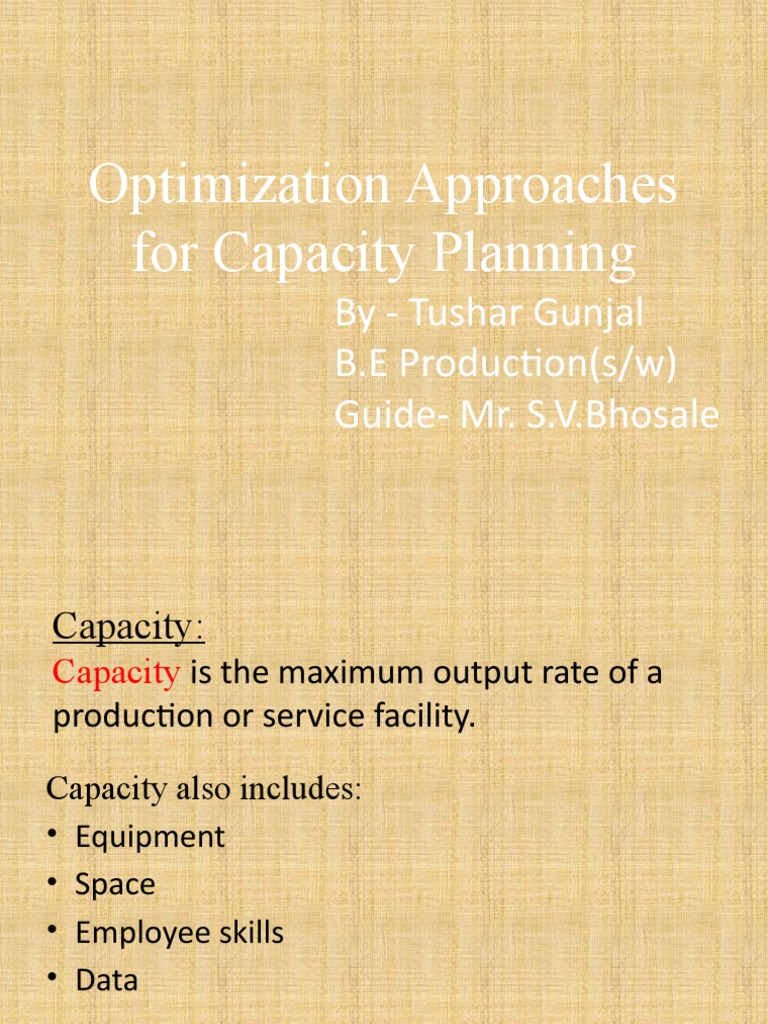 Optimisation Approaches For Capacity Planning | PDF | Forecasting ...
