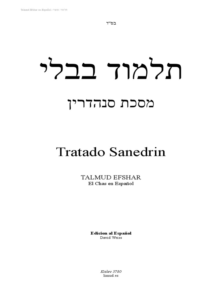 Tratado Sanedrin en Español Talmud Babli PDF | PDF | Talmud | Judaísmo