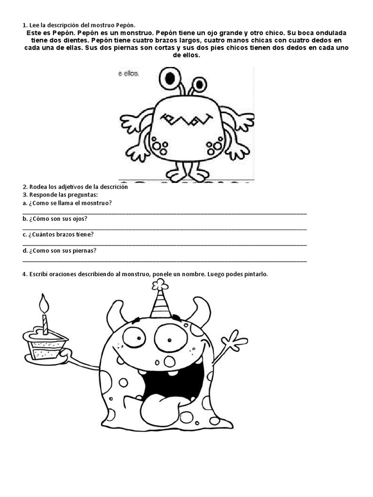 Descripcion de Monstruo | PDF | Artes del Lenguaje y Comunicación