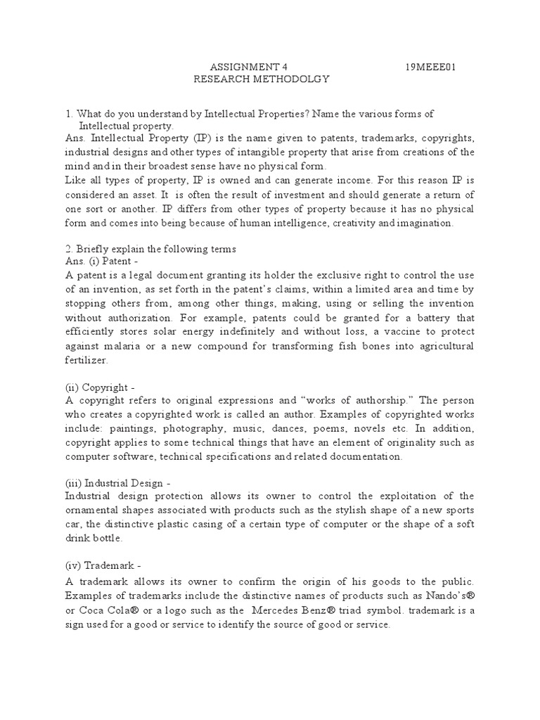 RM Assignment 4 PDF | PDF | Patent Application | Patent