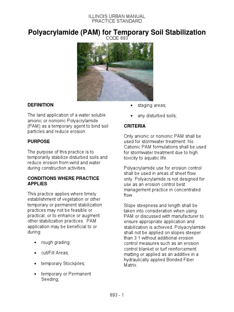 Polyacrylamide (PAM) For Temporary Soil Stabilization | PDF ...