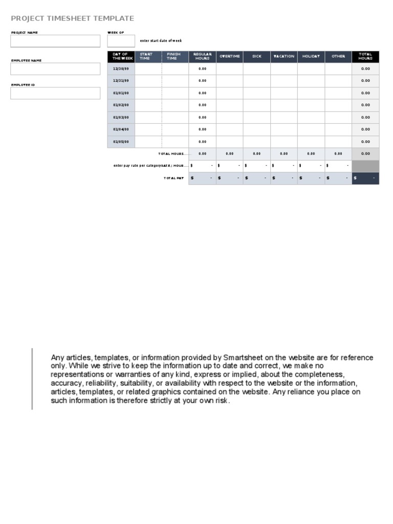 IC Project Timesheet Template 8640 V1 | PDF | Working Time | Employee ...