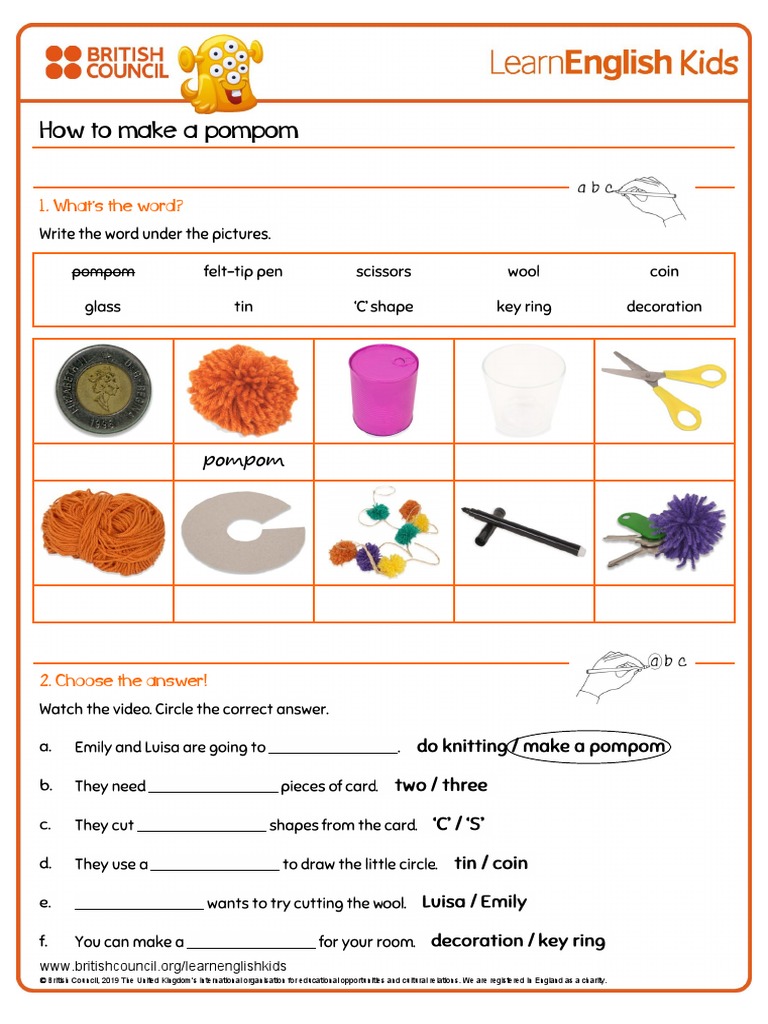 How To Make A Pompom Worksheet | PDF