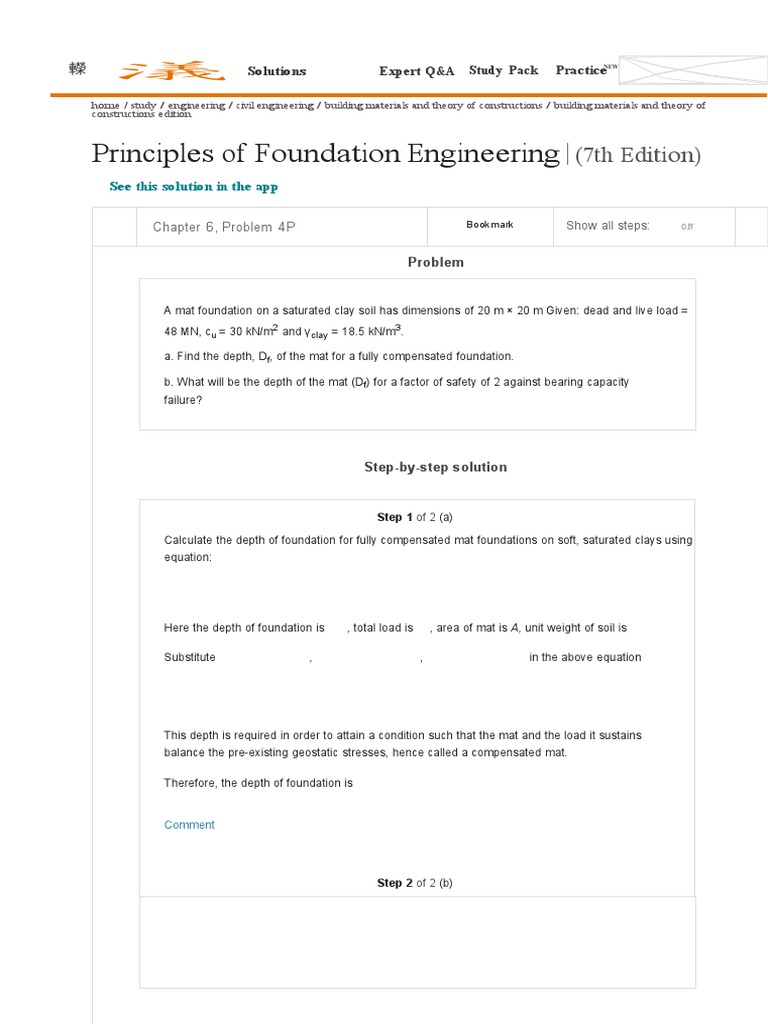 Principles of Foundation Engineering: (7th Edition) | PDF | Equations | Applied And ...