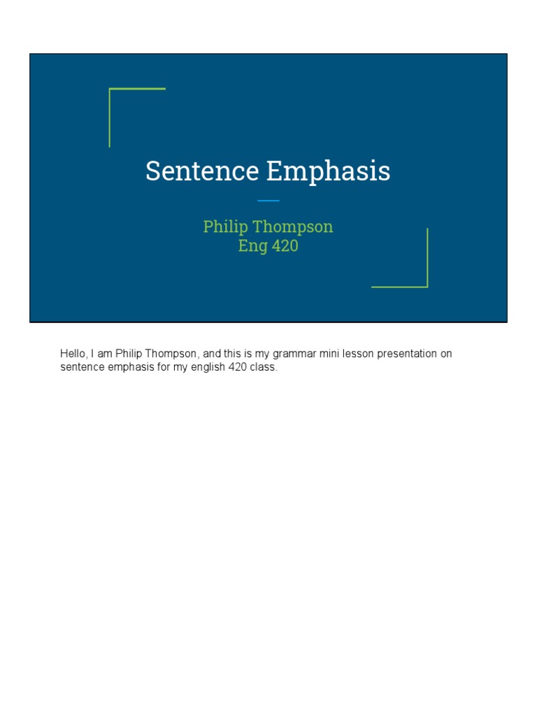 Grammar Mini Lesson - Sentence Emphasis 1 | PDF | Sentence (Linguistics ...