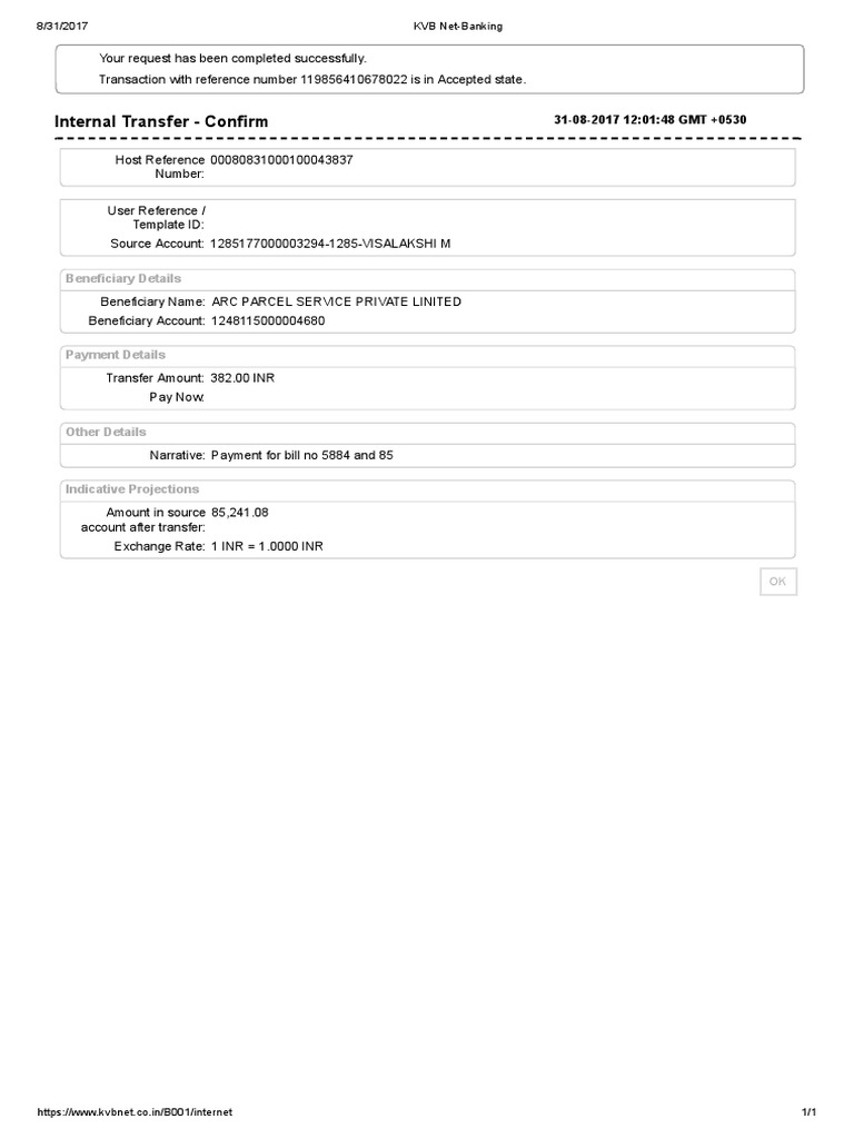 Internal Transfer - Confirm: Beneficiary Details | PDF