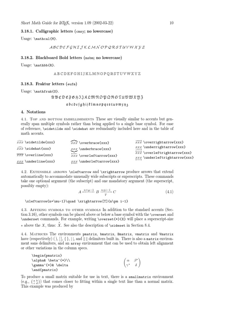 Math Symbol-4 Using Latex | Pdf | Matrix (mathematics) | Fraction 