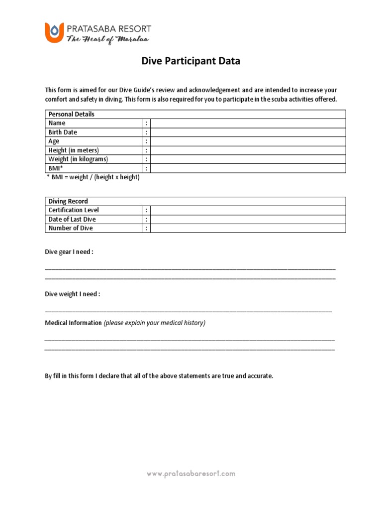Dive Participant Safety Form | PDF | Career & Growth | Finance & Money ...