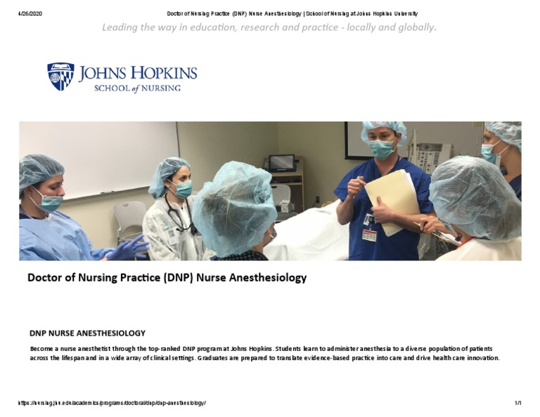 Doctor of Nursing Practice DNP Nurse Anesthesiology School of Nursing ...