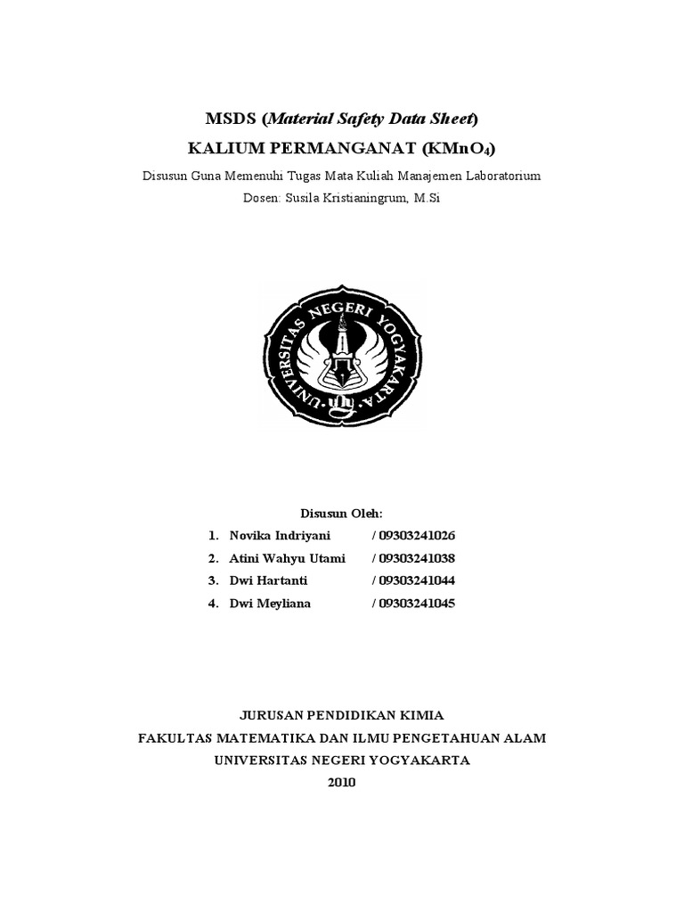 MSDS Kalium Permanganat (KMnO4) | PDF