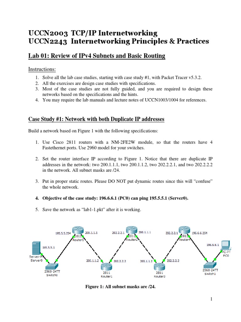 UCCN2003 TCP/IP Internetworking UCCN2243 Internetworking Principles ...
