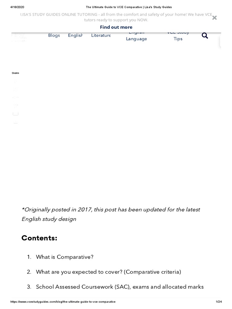 The Ultimate Guide To VCE Comparative - Lisa's Study Guides PDF | PDF ...