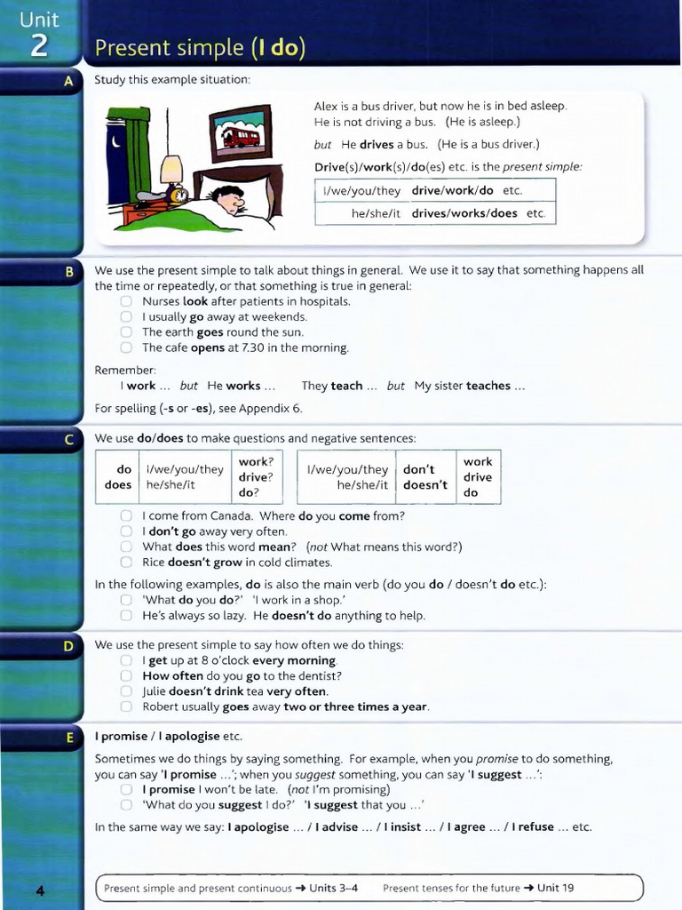 Grammar in Use - Unit 2, 3 - Present Simle and Present Continuous | PDF ...