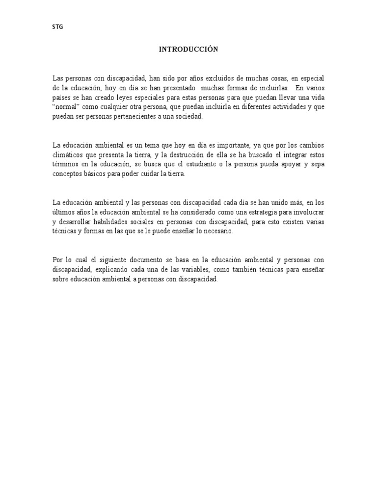 Educación Ambiental y Personas Con Discapacidad | PDF | Invalidez | Entorno natural