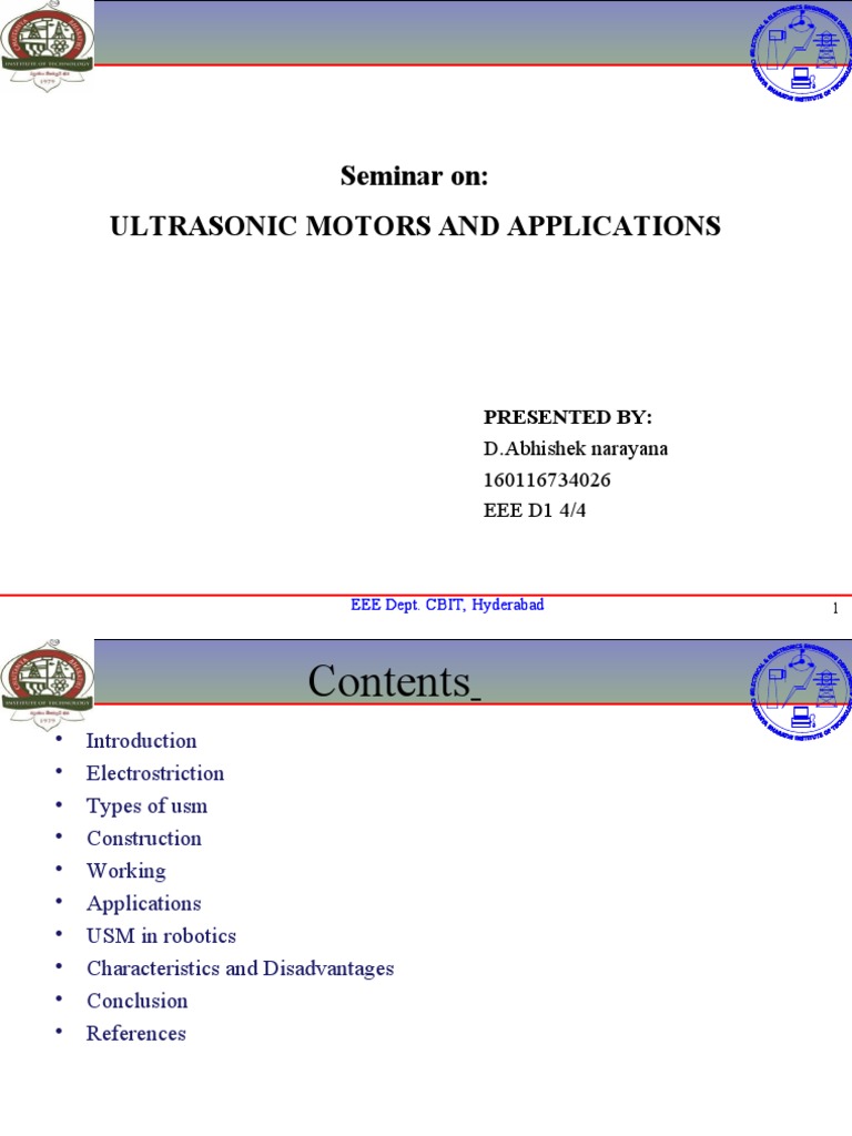 Seminar On: Ultrasonic Motors and Applications: Presented by | PDF ...