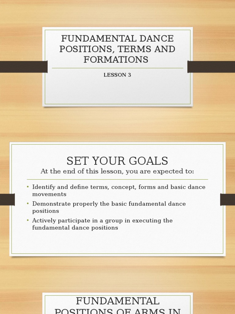 Fundamental Dance Positions, Terms and Formations: Lesson 3 | PDF