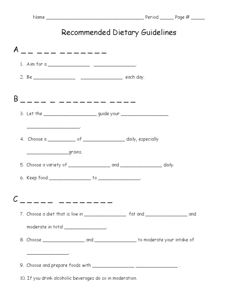 Recommended Dietary Guidelines A | PDF