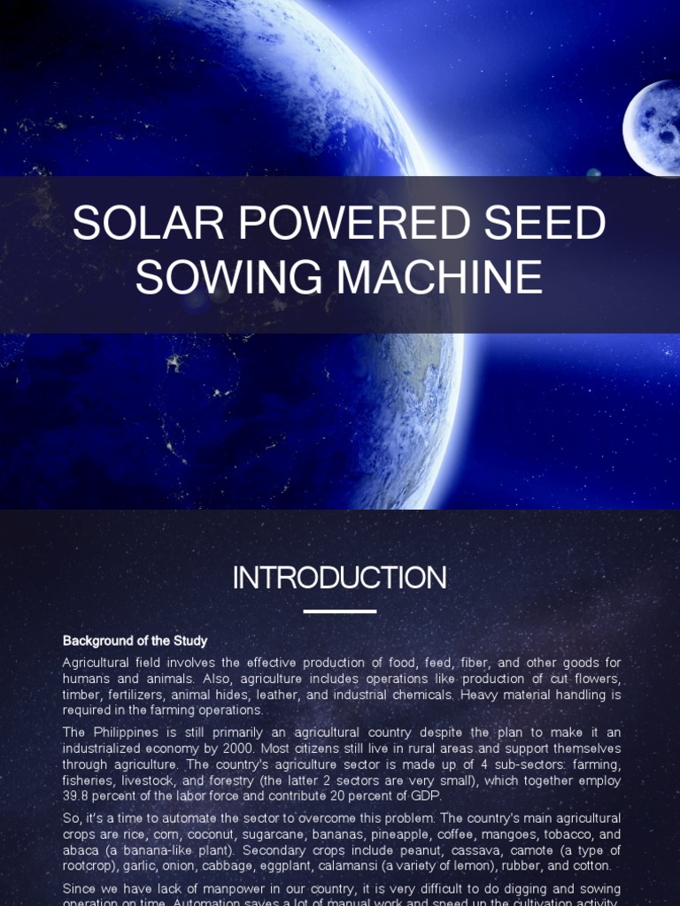Solar Powered Seed Sowing Machine | PDF | Sowing | Agriculture