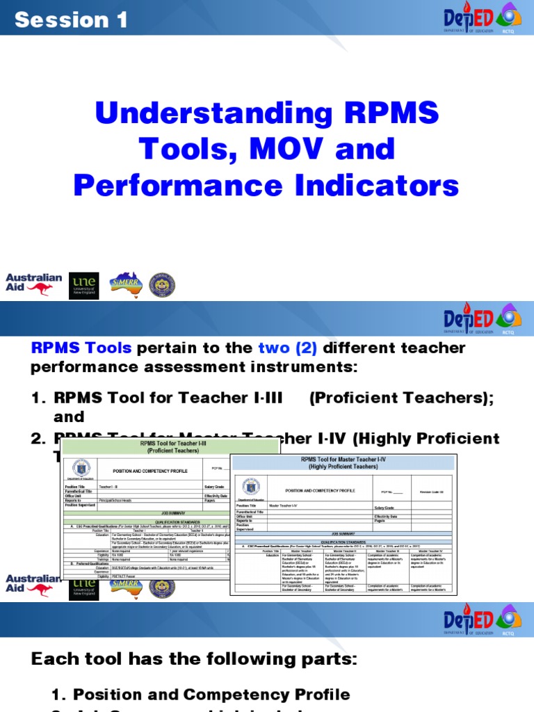 05-Understanding RPMS Tools and MOVs | PDF | Lesson Plan | Teachers