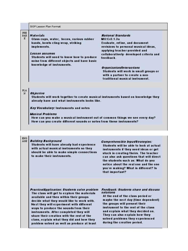 Music and Science Lesson | PDF | Educational Assessment | Education Theory