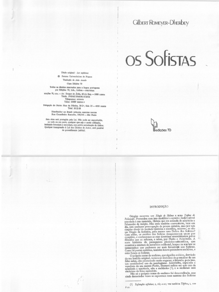 Gilbert Romeyer-Dherbey - Os Sofistas PDF | PDF