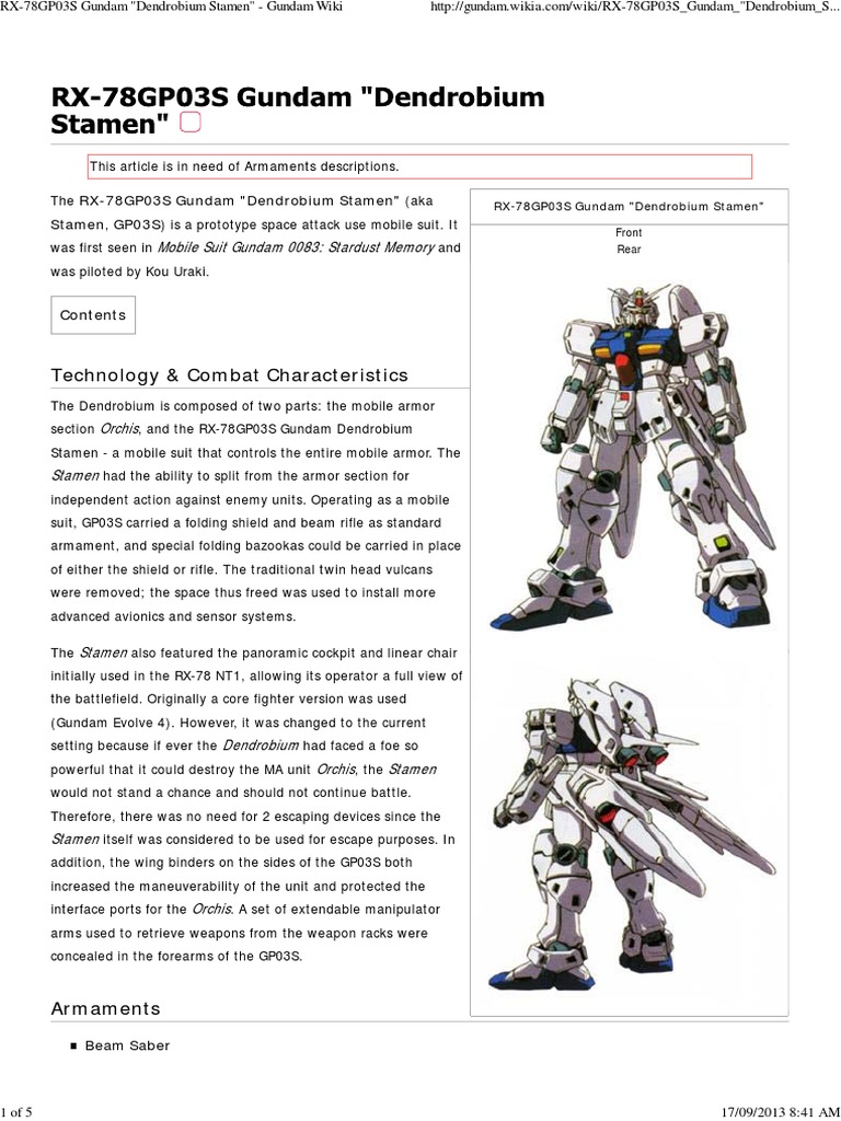 RX-78GP03S Gundam - Dendrobium Stamen - Gundam Wiki | PDF | Weaponry ...