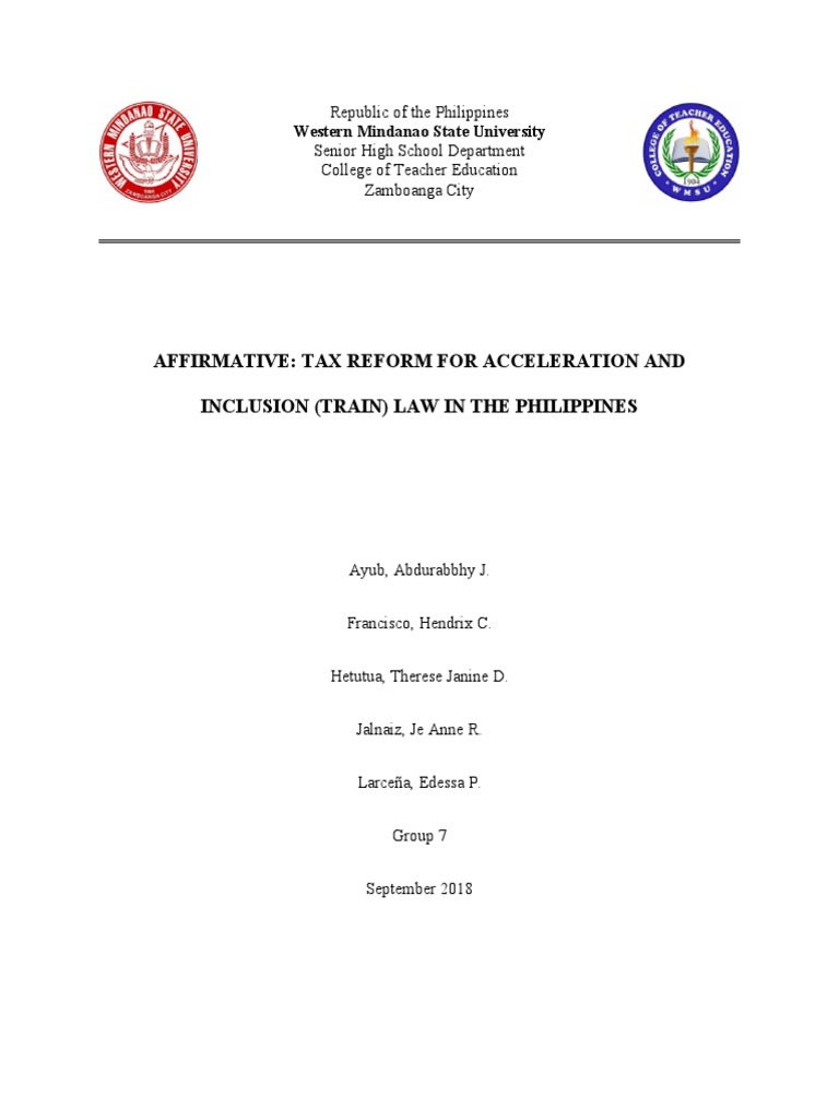 Affirmative: Tax Reform For Acceleration and Inclusion (Train) Law in ...