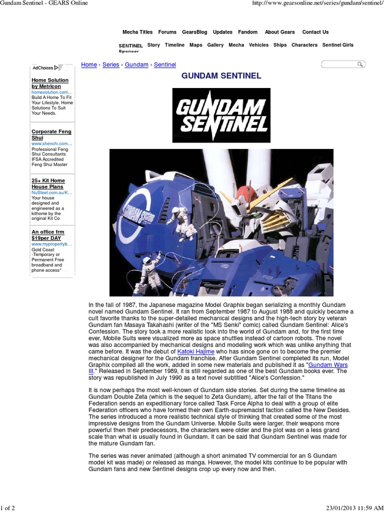 An Introduction to Gundam Sentinel: A Cult Classic Gundam Side Story ...