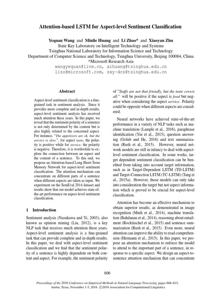 Attention-Based LSTM For Aspect-Level Sentiment Classification | PDF | Applied Mathematics ...