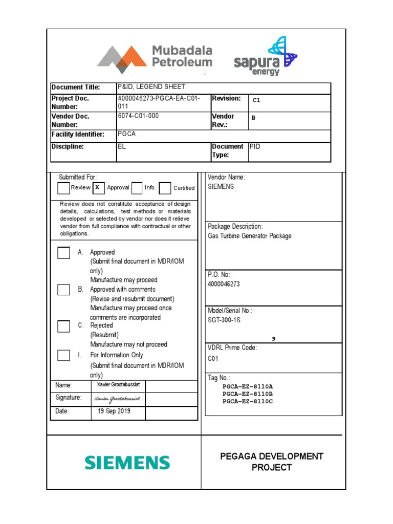 Document Title: Revision: Vendor Rev.: Facility Identifier: Discipline ...