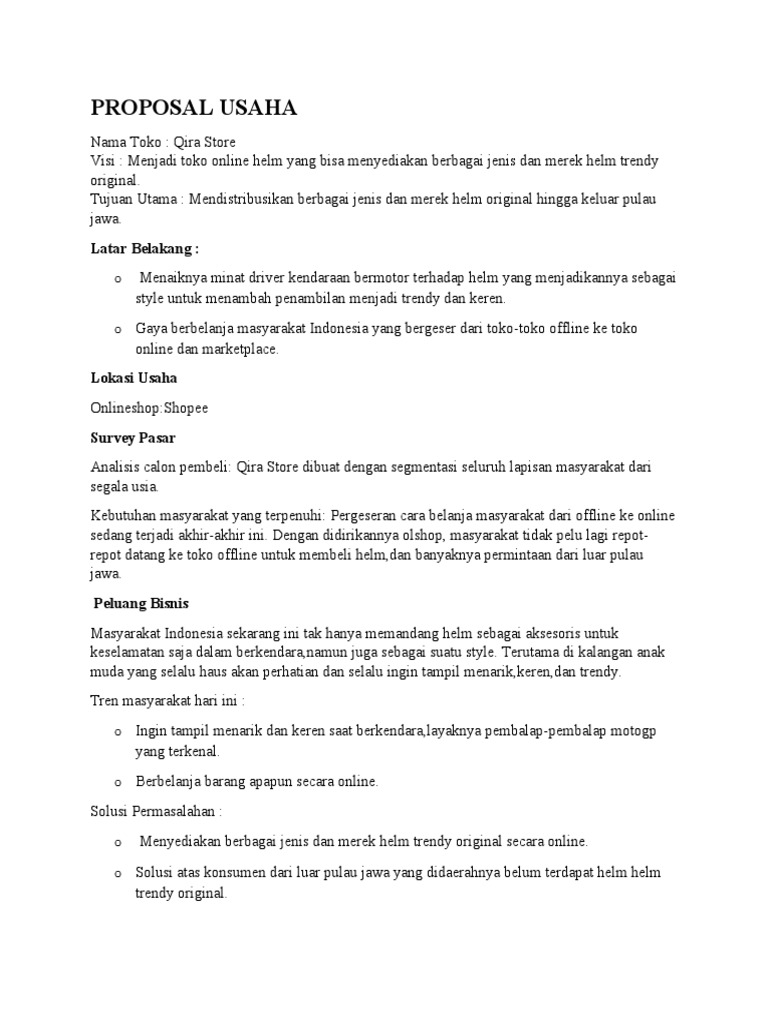 Contoh Proposal Bisnis Market Place | PDF