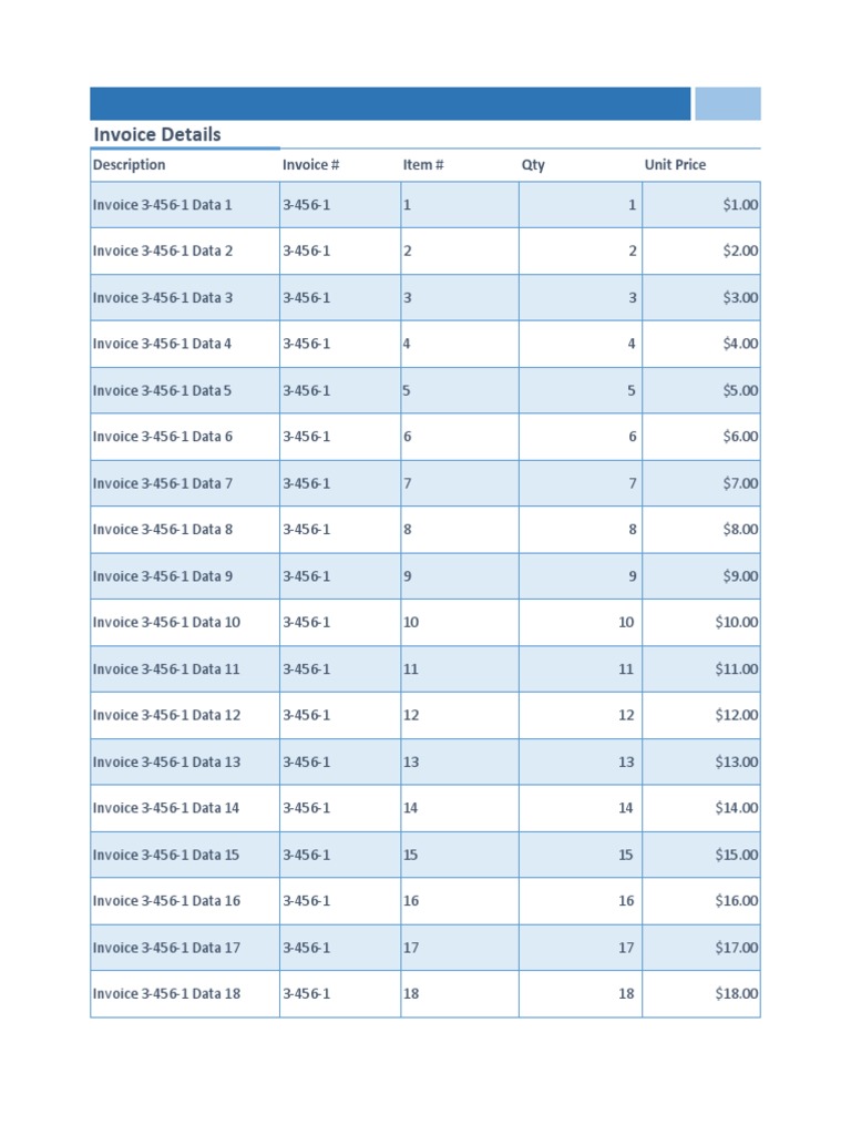 Invoice Details: Description Invoice # Item # Qty Unit Price | PDF ...