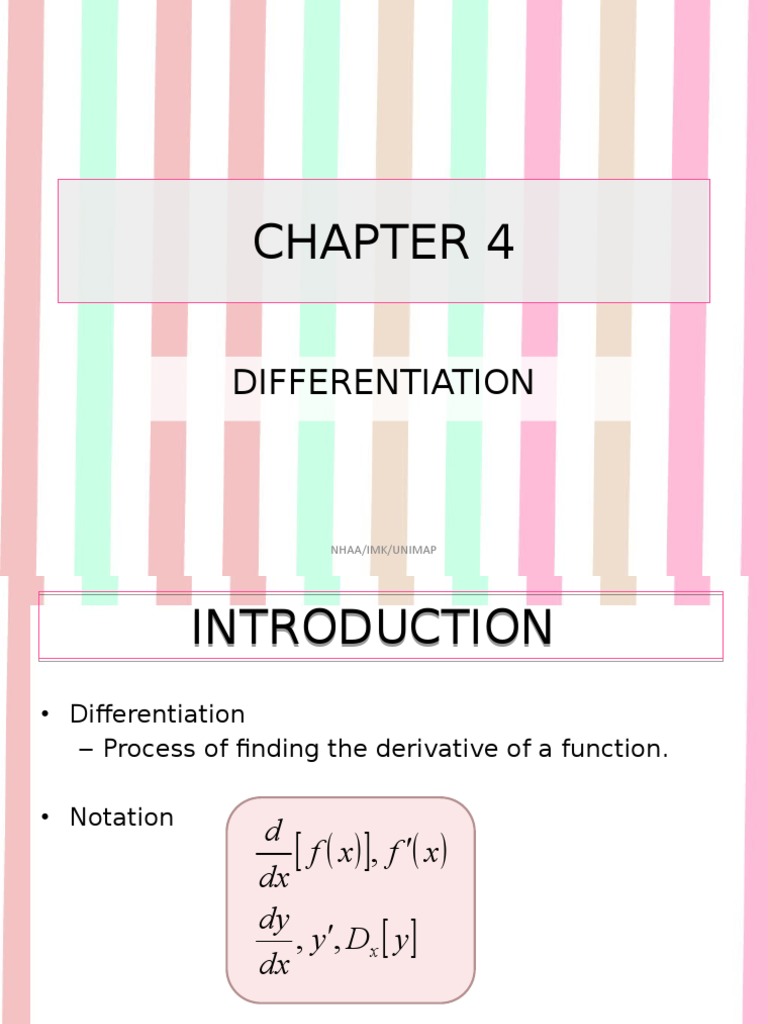 Chapter 4 - Differentiation | PDF | Differential Calculus | Derivative