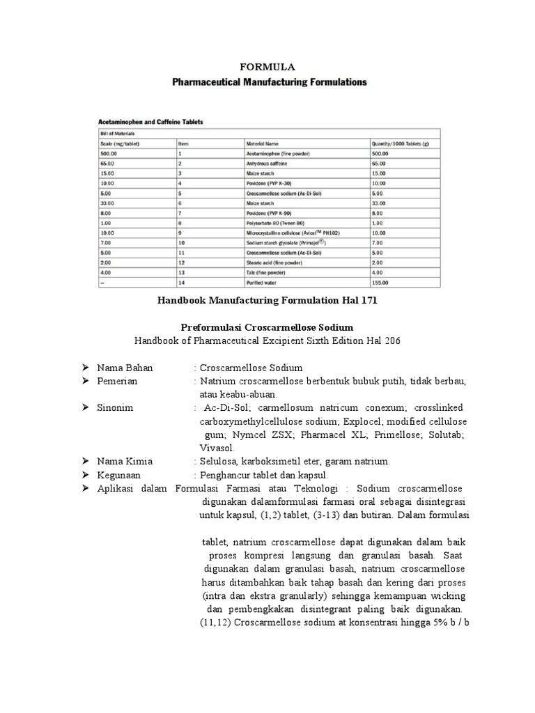 Preformulasi Tablet Parasetamol | PDF
