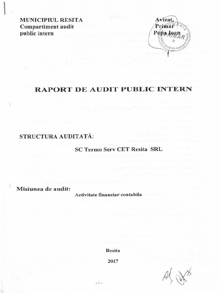 Raport de Audit Public Intern 2017 PDF | PDF