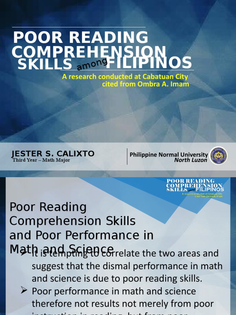 Poor Reading Comprehension | PDF | Career & Growth | Language Arts ...
