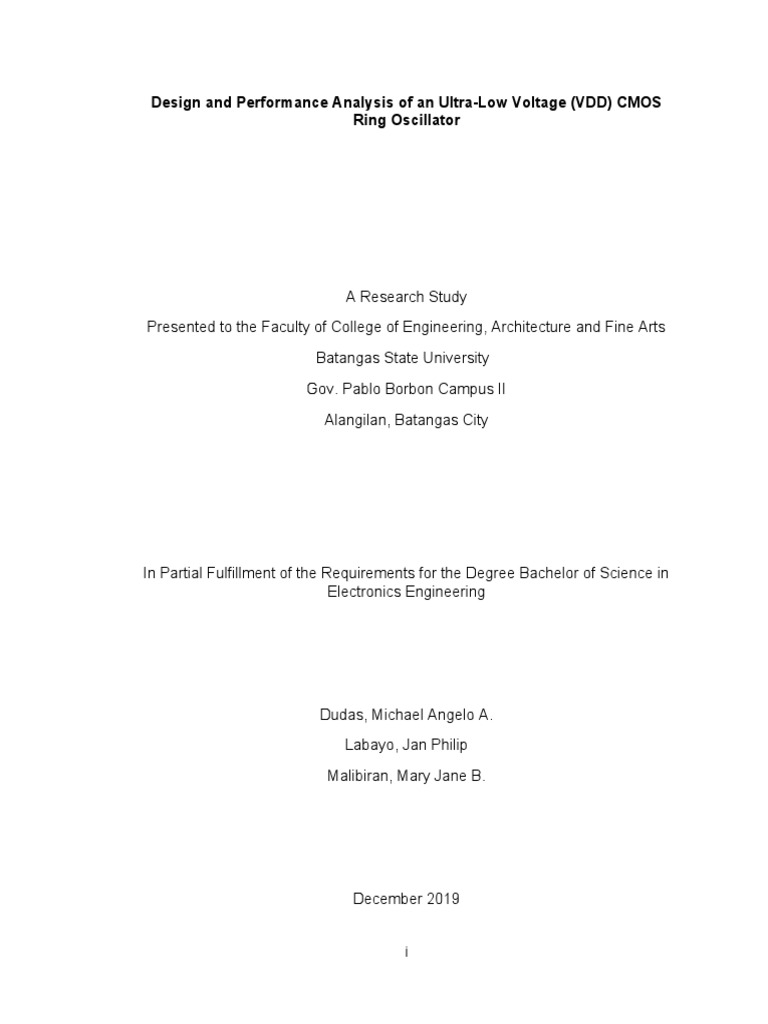 Design and Performance Analysis of An Ultra-Low Voltage (VDD) CMOS Ring Oscillator | PDF ...