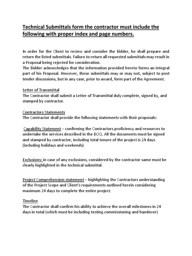 Tender Guideline For Technical Submittal and Commercial Submittal Procedure For Chilled Water ...