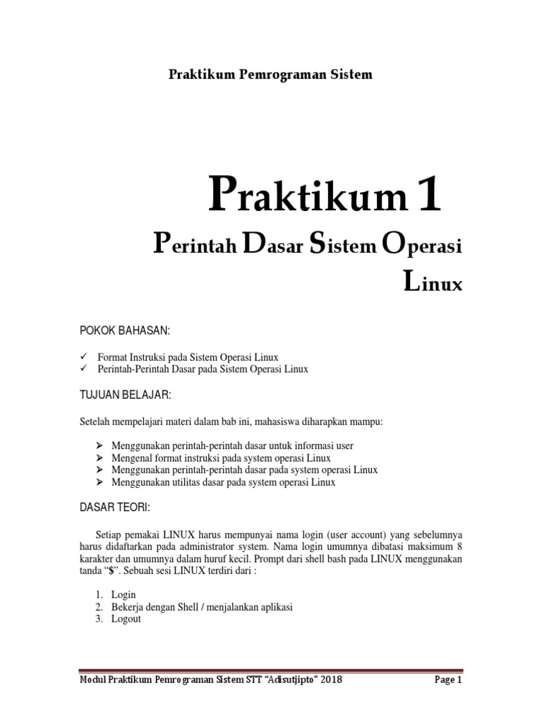 2018 - Modul Pemrograman Sistem | PDF