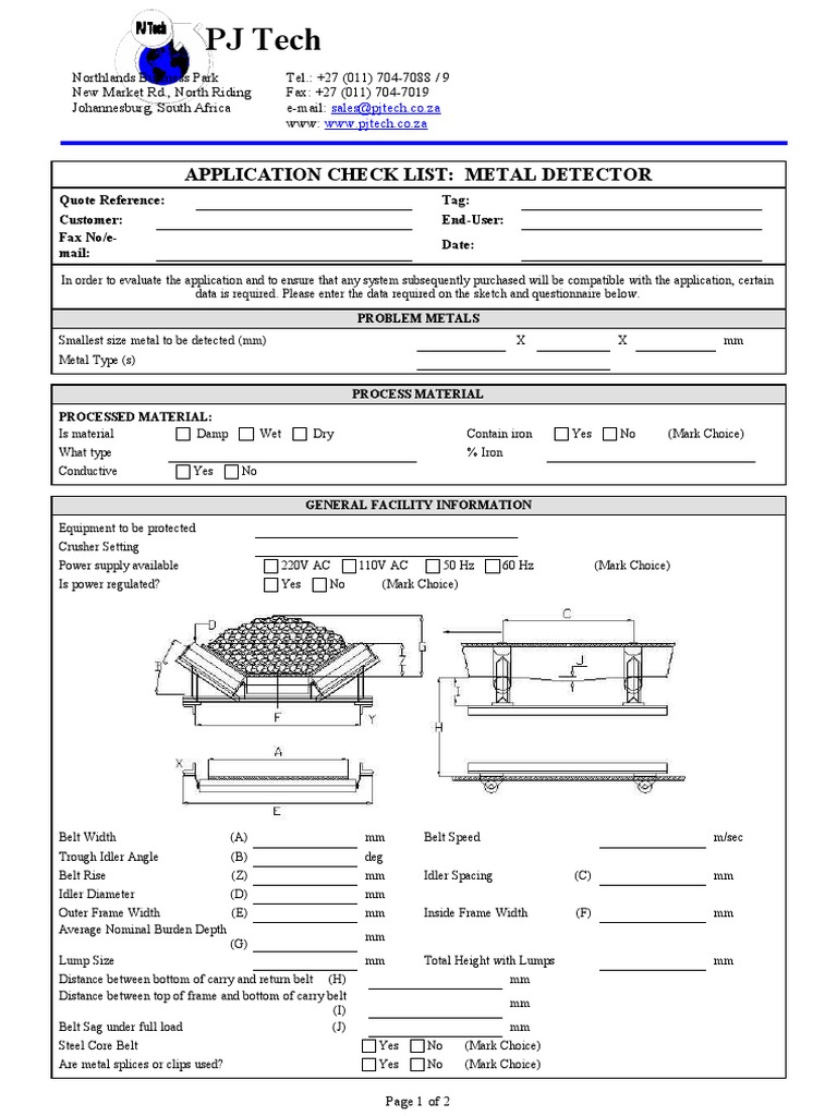 Metal Detector Check List | PDF | Belt (Mechanical) | Equipment